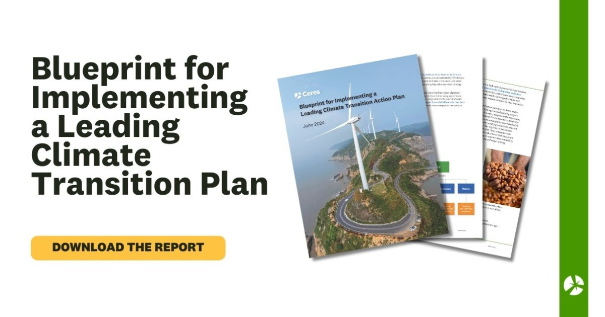 Blueprint for Implementing a Leading Climate Transition Action Plan | Ceres: Sustainability is ...